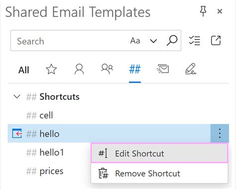 Template Shortcuts In Shared Email Templates For Microsoft Outlook