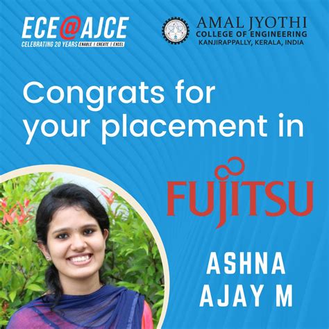 Dept Of Ece Ajce On Linkedin Congrats Ashna Ajay For Your Placement In Fujitsu