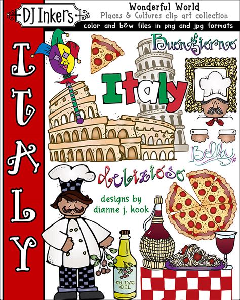 Italy Clip Art Digital Italy Clip Art Italian Accents Design
