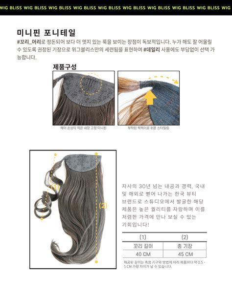 위그블리스 한국 제작 브랜드 붙임머리 포니테일 업스타일 등 패션가발 온라인샵 미니핀 포니테일