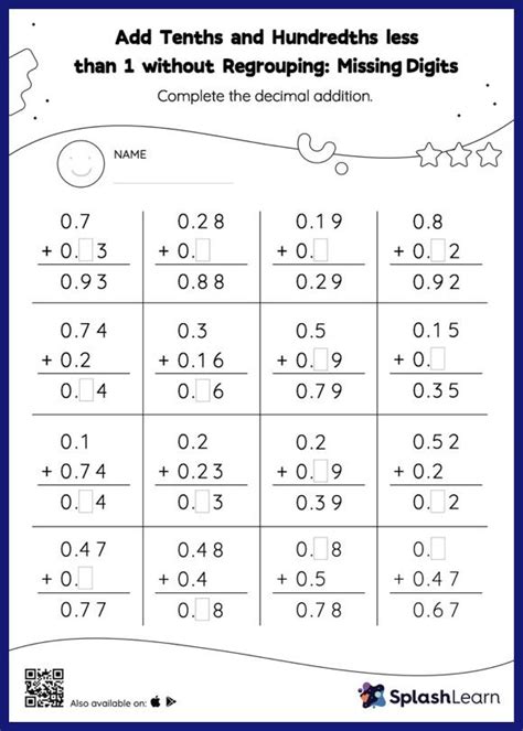 Add Tenths And Hundredths Less Than 1 Without Regrouping Missing