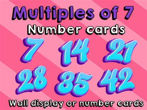 multiples of 7 numbers for display or flash cards teaching resources