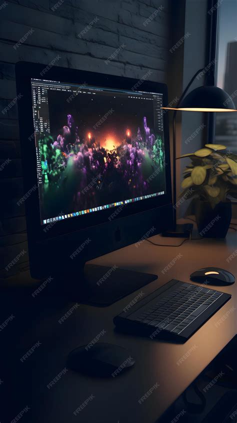 Premium Photo Desktop Computer With Black Screen Keyboard And Mouse