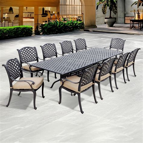 Nassau 11 Pc Cast Aluminum Dining Set W 92 X 42 Inch Series 30