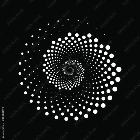 White Vortex Form Shape With Halftone Dots Geometric Art Trendy