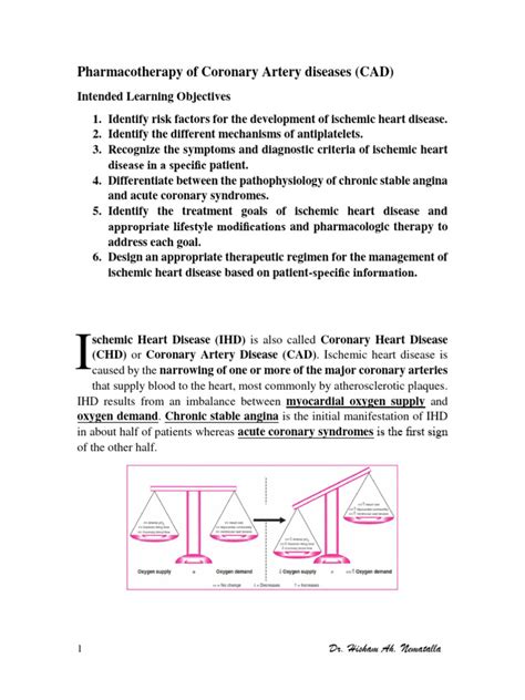 Pharmacotherapy Of Cad Pdf Coronary Artery Disease Myocardial