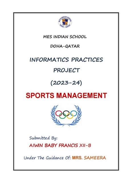 Ip Project Sports Mangement Class 12 Cbse Pdf