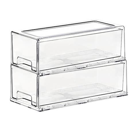 Simpexpe Stackable Storage Drawer Pull Out Plastic Food Fridge Organizer Bins For Pantry Shelf