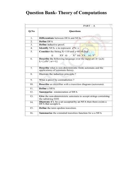 21 Toc Question Bank Question Bank Theory Of Computations Identify And Explain The Algorithm
