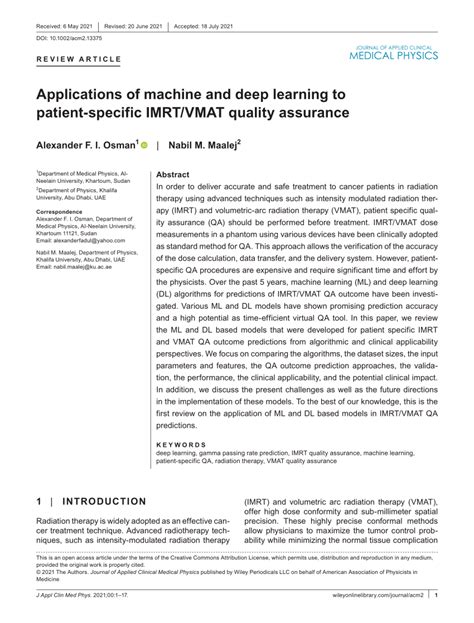 Pdf Applications Of Machine And Deep Learning To Patient Specific