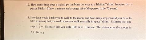 Solved How Many Times Does A Typical Person Blink Her Chegg Com