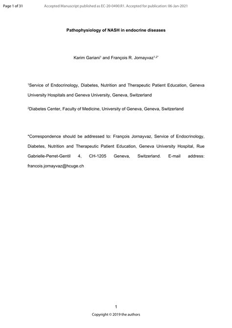 Pdf Pathophysiology Of Nash In Endocrine Diseases