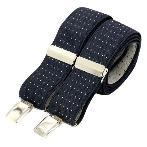 Navy Pin Dot 35mm Silver Clip Braces Cn Dalaco