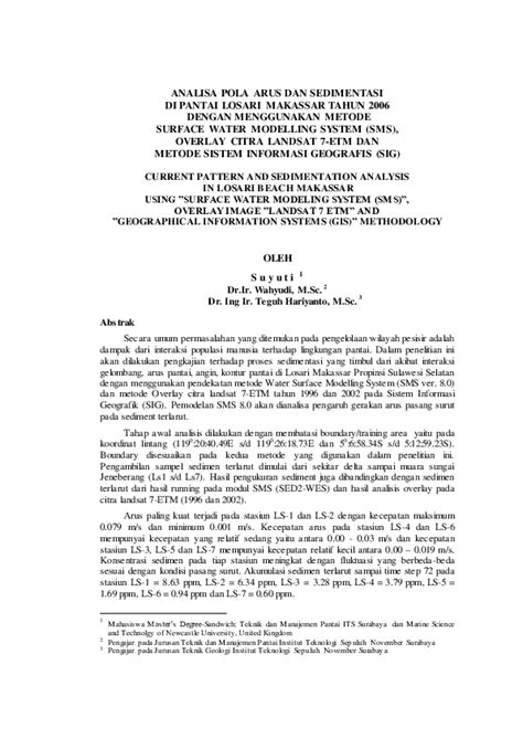Pdf Current Pattern And Sedimentation Analysis