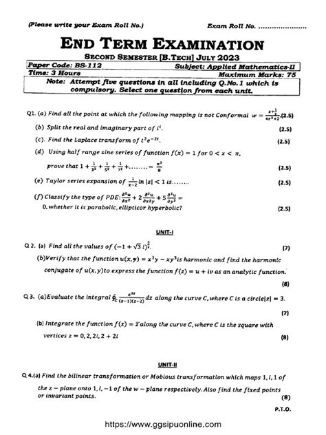 Btech 2 Sem Applied Mathematics 2 Bs 112 Jul 2023 Pdf
