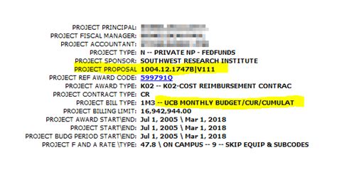 project billing type description and proposal id university of colorado