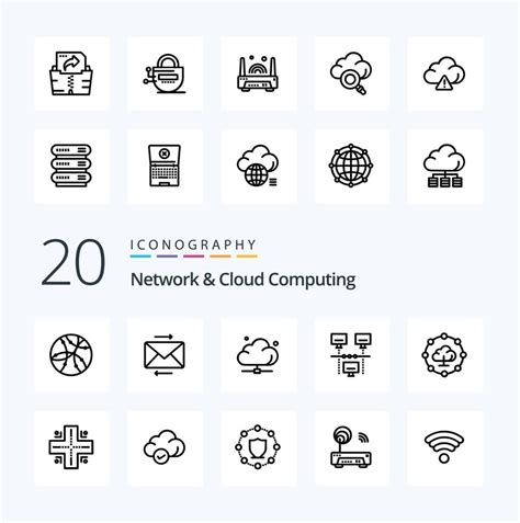 20 Network And Cloud Computing Line Icon Pack Like Cloud Computing Sharing Cloud Internet