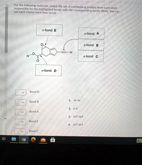 Solved Fesporesfollowing Molecule Match The Set Of Overlapping