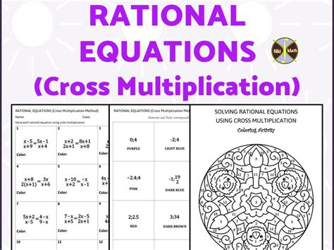 Rational Equations Cross Multiplying Coloring Activitycolor By Code Teaching Resources