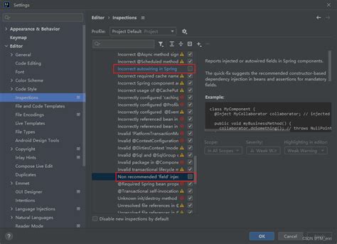 idea autowired报黄报红解决 idea autowired爆红关闭 csdn博客