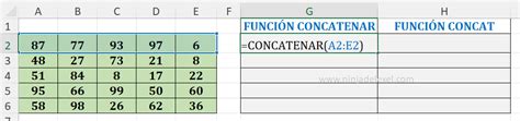 Funciones CONCATENAR Y CONCAT En Excel Entienda La Diferencia Ninja Del Excel