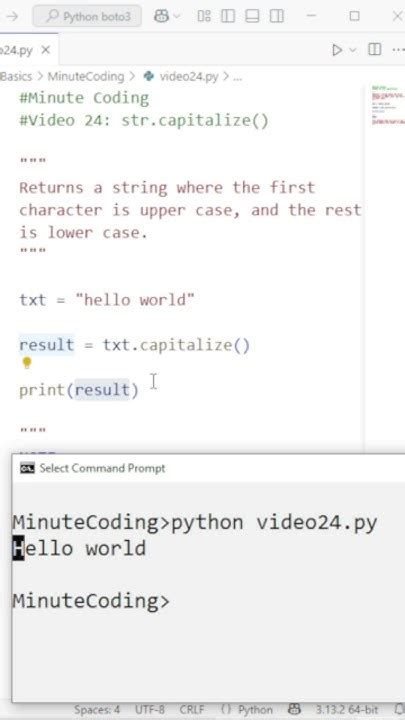 String Capitalize Function Minutecoding 24 Python Coding Stringcapitaize Pythonstrings