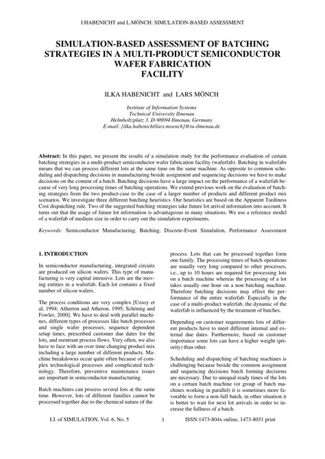 Pdf Simulation Based Assessment Of Batching Strategies In A Multi Product Semiconductor Wafer