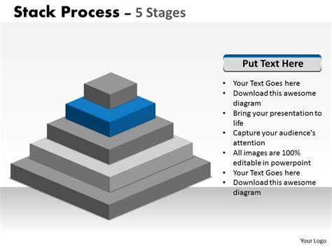 Stack Process With 5 Stages For Business Presentation Graphics Presentation PowerPoint
