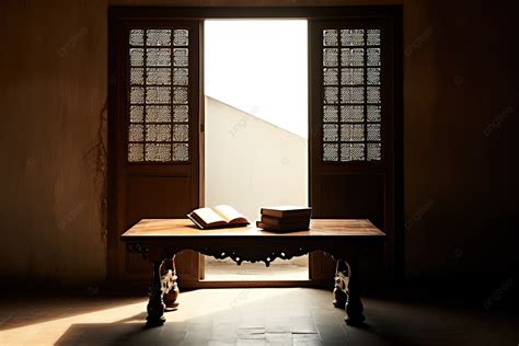 갈색 문이 있고 탁자 위에 펼쳐진 책이 있는 방 고요 고풍 고해상 배경 일러스트 및 사진 무료 다운로드 Pngtree