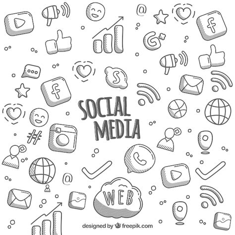 손으로 그린 소셜 미디어 배경 무료 벡터