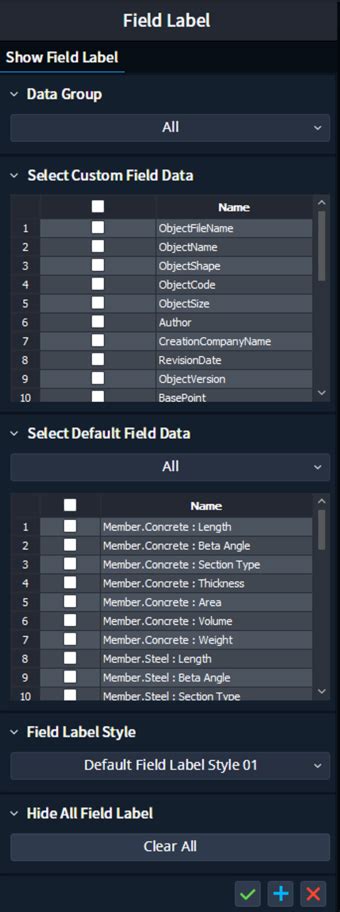 Field Label Midas Support