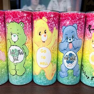 Swear Bear Care Bear Tumblers 20 Oz Skinny Tumbler Funny Ts