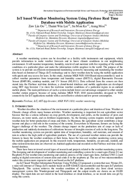 Pdf Iot Based Weather Monitoring System Using Firebase Real Time