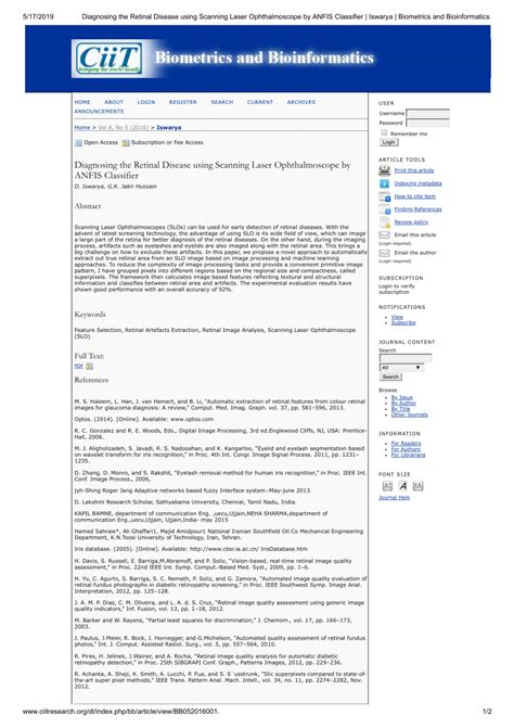 Pdf Diagnosing The Retinal Disease Using Scanning Laser Ophthalmoscope By Anfis Classifier