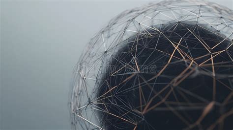 Wireframe Globe With Digital Data Streams And Interconnected Lines Forming Spherical Network