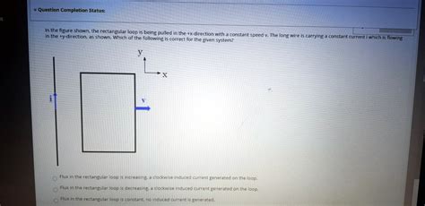 in the figure shown the rectangular loop is being pulled in the x direction with a constant