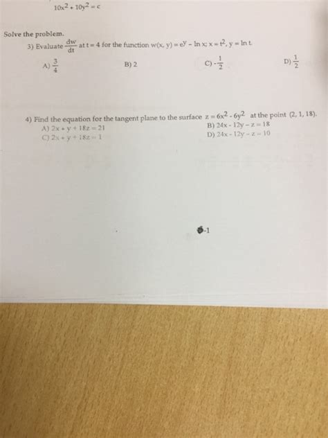 Solved Solve The Problem Evaluate Dw Dt At T For The Chegg Com