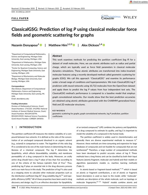 (PDF) ClassicalGSG : Prediction of log P using classical molecular force fields and geometric ...