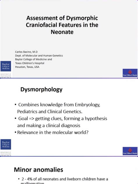 42 Carlos Bacino Assessment Of Dysmorphic Craniofacial Features In The Neonate Pdf