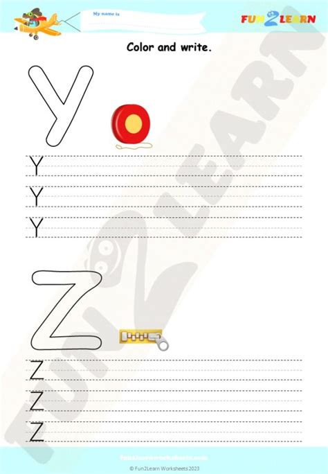 Abc Phonics Song Alphabet Worksheet Letters Y And Z Fun2learn