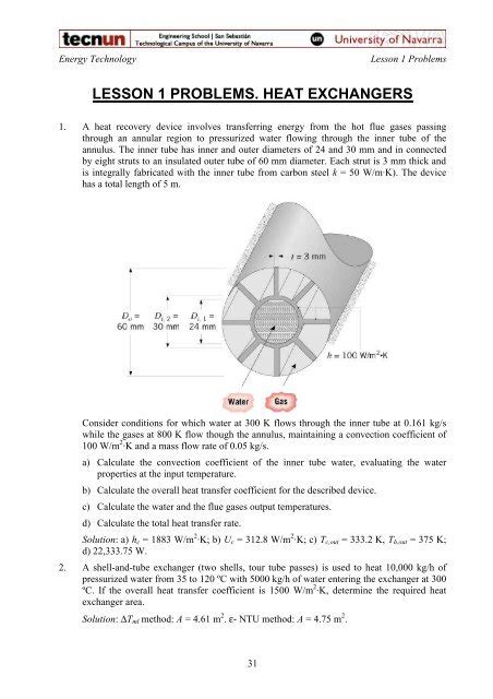 LESSON PROBLEMS Heat Exchangers