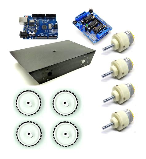 Buy Invento 4 Wheel Car Kit Metal Chassis 260x130x45mm 10 Rpm Dc