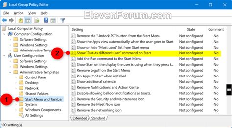 Add Or Remove Run As Different User Context Menu On Start In Windows