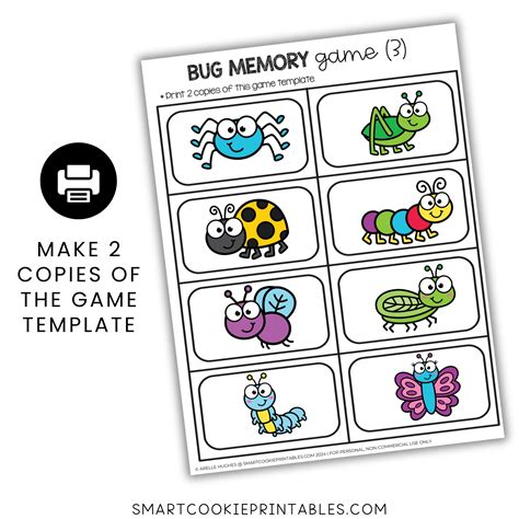 3 Bug Memory Matching Games Free Printable Smart Cookie Printables
