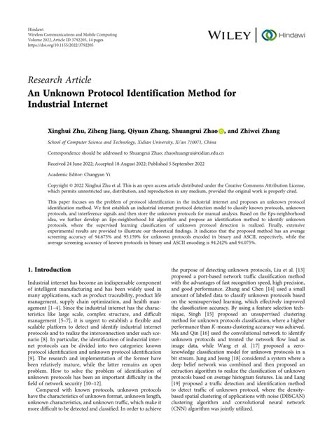 Pdf An Unknown Protocol Identification Method For Industrial Internet