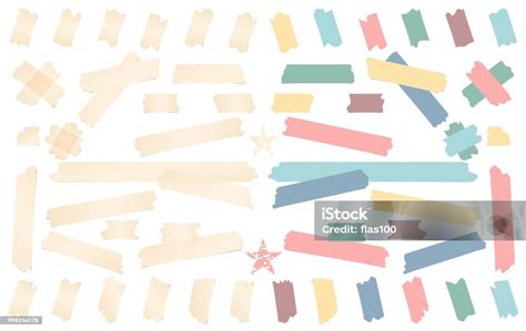 화려하 고 흰색 접착제 스티커 흰색 바탕에 텍스트에 대 한 테이프 스트립 덕트 마스킹 벡터 일러스트입니다 0명에 대한 스톡 벡터