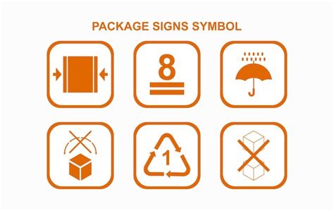 화살표와 오른쪽을 가리키는 화살표가 있는 주황색 포장 기호 프리미엄 벡터