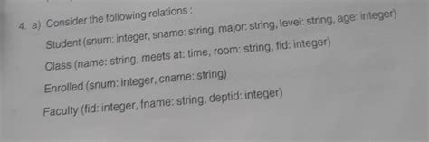 Solved A Consider The Following Relations Babe Chegg Com