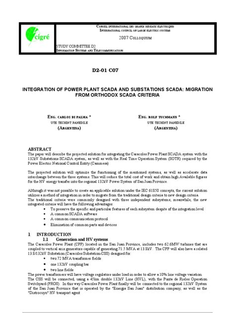 Integration Of Power Plant Scada And Substations Scada Migration From Orthodox Scada Criteria