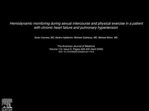 Hemodynamic Monitoring During Sexual Intercourse And Physical Exercise In A Patient With Chronic